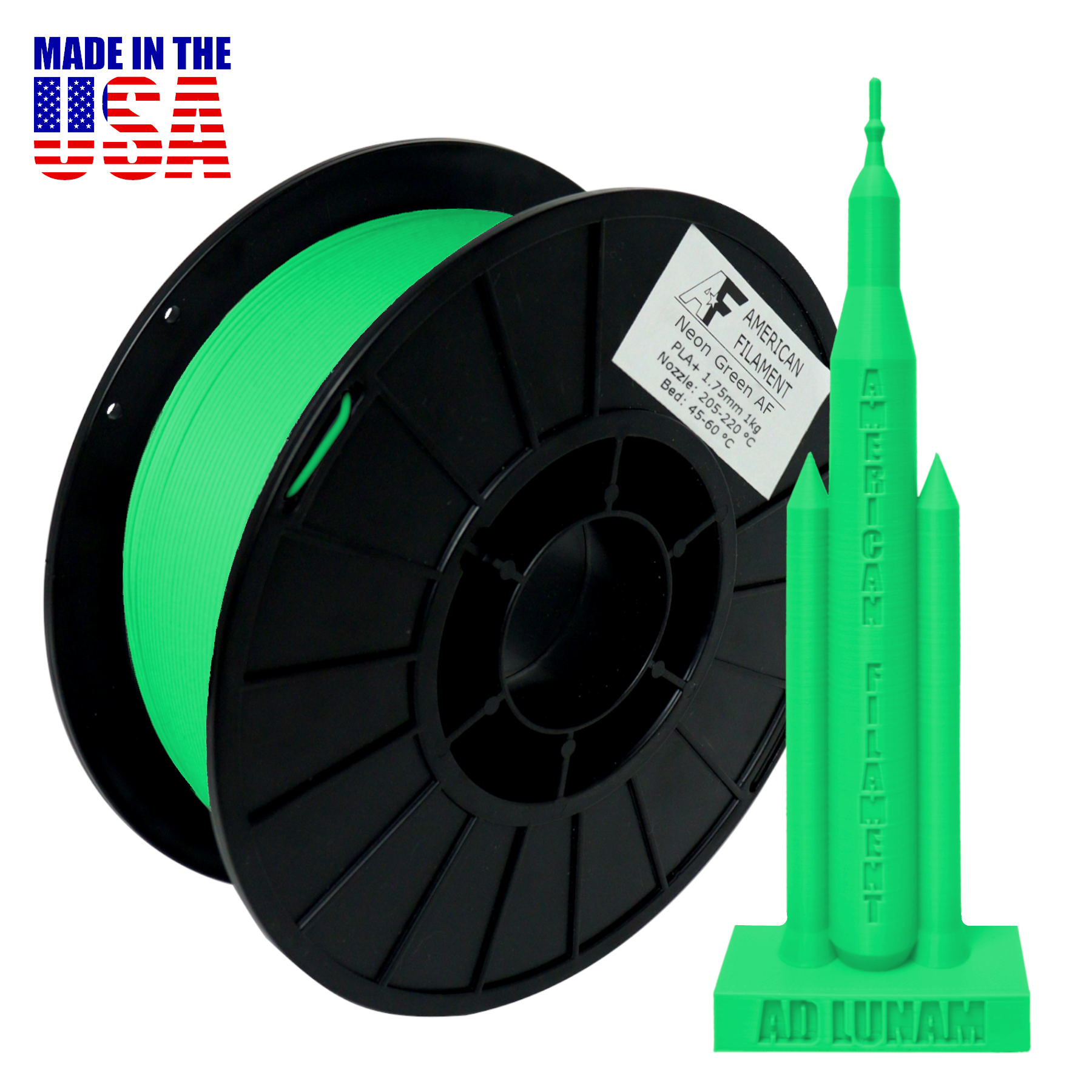 Neon Green AF 1.75mm PLA+ Filament Made in the USA! – inkojet