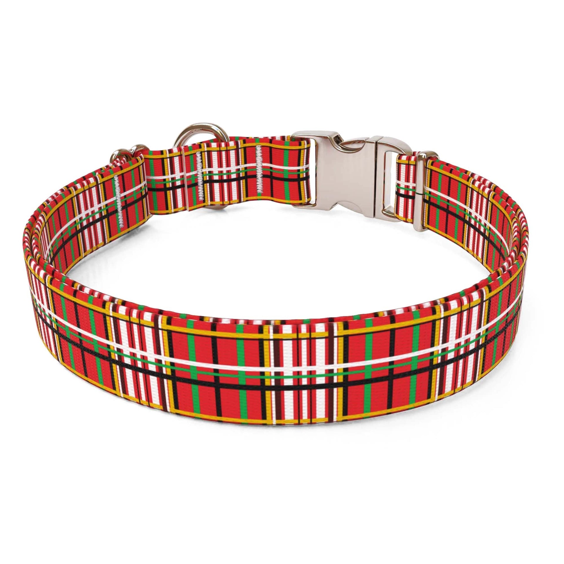 Personalized Tartan Plaid Red Dog Collar – inkojet